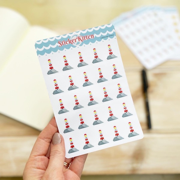 Lighthouse Stickers | Seaside Planner Stickers by StickerKitten UK